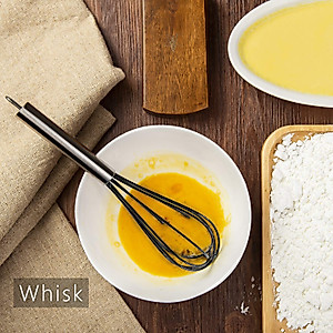 Hot Target Silicone Spatula Set of 9 | 3 Heavy Duty Silicone Tongs, 3 Silicone Whisk, 3 Rubber Spatulas | Heat-Resistant Utensil Set | Kitchen Set Tools | Silicone Cooking Utensils Set - Matte Black