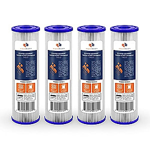 Aquaboon 1 Micron 10" x 2.5" Pleated Sediment Water Filter Cartridge | Universal Replacement for Any 10 inch RO Unit | Compatible with R50, 801-50, WFPFC3002, WB-50W, WHKF-WHPL, 4-Pack