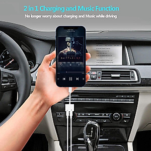 Apple MFi Certified 2 in 1 Dual Lightning Aux Charge Adapter, iPhone Headphones Splitter for iPhone 13 12 11 XS XR X 8 7 6 Support Audio+Charge+Call+Music Volume Control - 2 Pack