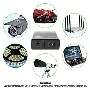 TalentCell Rechargeable 12V DC Output Lithium ion Battery Pack for LED Strip/Light/Panel/Amplifier and CCTV Camera with Charger, Multi-led Indicator Black (3000mAh)