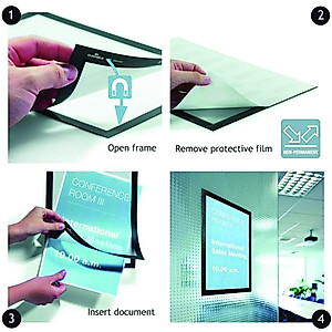 DURABLE Self-Adhesive Magnetic DURAFRAME Document Sign Holder, Letter-Size 8-1/2" x 11", Red, 2 Pack (476803)