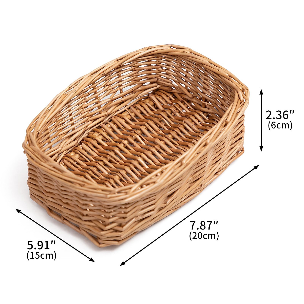 LOHASBEE Wicker Basket, Small Willow Rectangular Handmade Wicker Storage Basket for Organizing, Bathroom, Toilet, Organizer, Sundries- 3 Packs