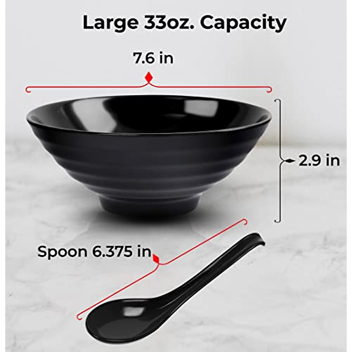 ANNIE'S KITCHEN Japanese Ramen Bowl Set Naruto Ramen Bowl with Chopsticks- Melamine Dinnerware Set. 33oz Ramen Noodle Bowls, Asian Soup Spoon, Japanese Chopsticks, Stands. 8 Piece Set for 2