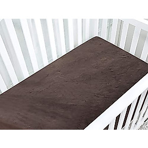 BlueSnail Super Soft Stretchy Fitted Velvet Crib Bed Sheet for Standard Crib and Toddler Mattress (Brown)