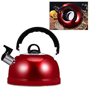 Large Whistling Tea Kettle, 3L Stainless Steel Stovetop Teapot, Portable Whistling Stovetop Tea Kettle with Ergonomic Handle, Stovetop Whistling Kettle Teapot, for Home Kitchen