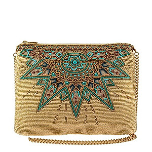 Mary Frances Sunrise Mini Crossbody Clutch Handbag, Gold