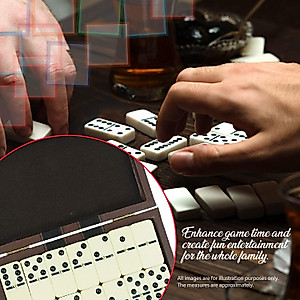 ERLLE Dominos Set Game. Premium Classic 28 Pieces Double Six Domino. Durable Leather Box. Kids, Boys, Girls, Party Favors and Anytime Use. Duoble 6 Dominoes. (Pro)