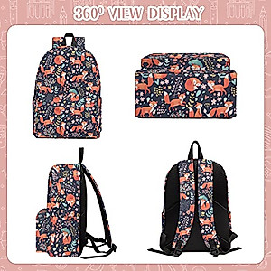 Qlonrewt Cute Lightweight Backpack for Boys Girls Durable Bookbag Laptop Daypack with Pockets for School Work Activities Travel (Fox Salmon)