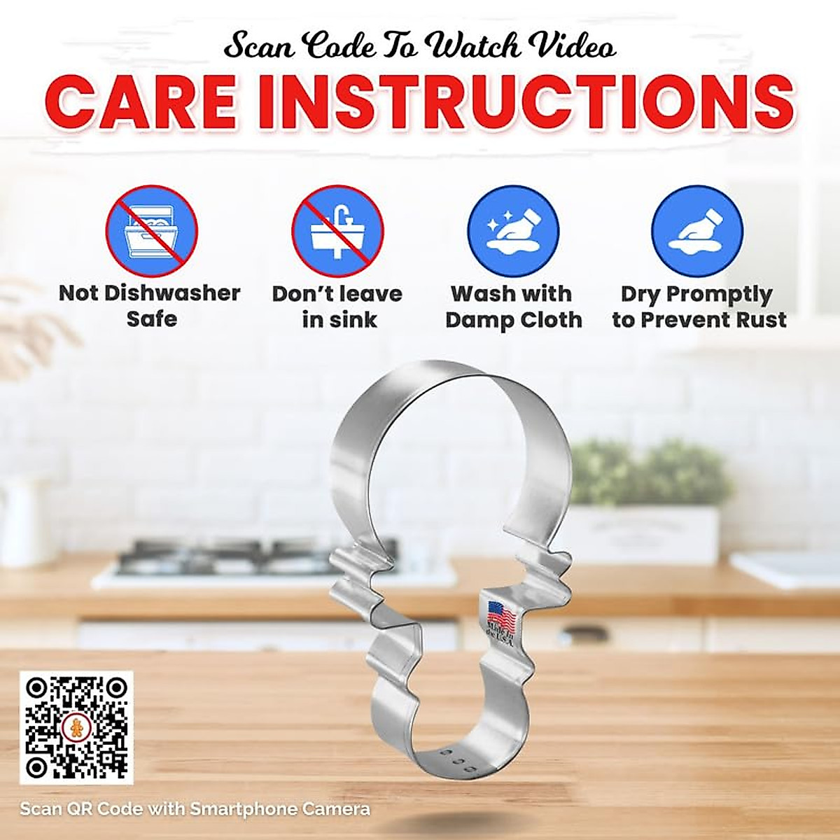 Foose Brand Baby Rattle Cookie Cutter Cookie Cutter 4 in, Tin Plate Steel, Handmade in USA