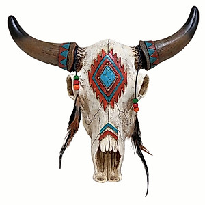 BestGiftEver Wall Hanging Rustic Southwest Tribal Style Bull Head Skull, 12.5 x 10.5 x 4 inches