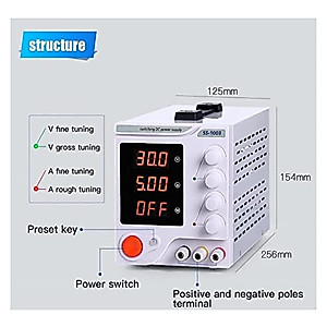 DC Power Supply, Switching DC Power Supply Laboratory Adjustable 30v 10A LCD Screen Bench Power Source Regulator 4-Digit Digital Display,Electroplating DIY(SS-1502)