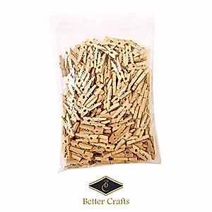 Natural Wood Mini Clothespins for Crafts or Interior Decorating. Cute Clothes Pins in Bulk (500, 1 Inch)