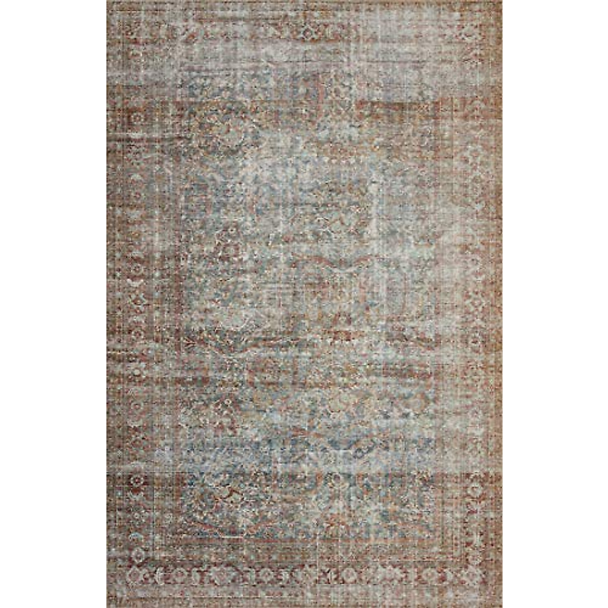 Chris Loves Julia x Loloi Jules Collection JUL-05 Lagoon / Brick 7'-6" x 9'-6" Area Rug
