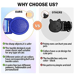 DILLYBUD Breakaway Cat Collars for Girl Boy Cats, Fall Winter All Weather Cat Collar Personalized Pattern 2 Pack,Cute Classic Safety Buckles and Bells,Adjustable Printed Nylon Colorful Pink