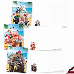 The Best Card Company - 20 Assorted Blank Note Cards Boxed Set 4 x 5.12 Inch with Envelopes (10 Designs, 2 Each) Wildlife Photo Ops AM10209OCB-B2x10