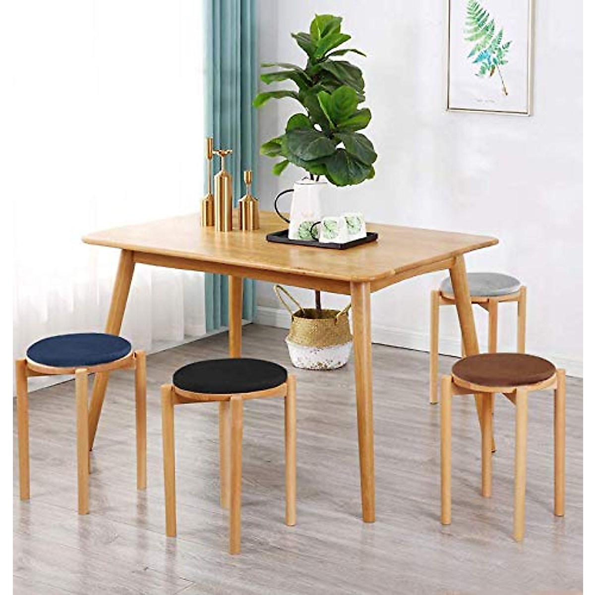 Memory Foam Round Chair Pad, Anti-Slip Soft Round Chair Seat Cushion Grey, 11 Inch, Perfect for 12 inch Stools/Chairs