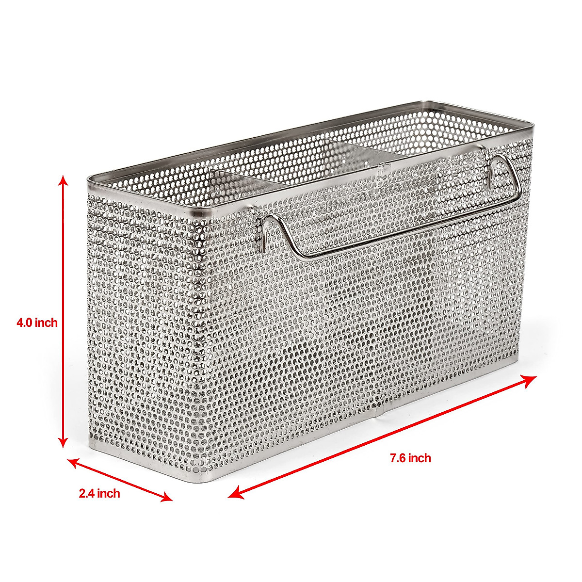 LENITH Kitchen Utensil Chopsticks Perforated Holder with Hooks - 304 Stainless Steel Storage for Organizer Dishwasher Safe (Large Rectangle)