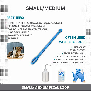 Fecal Loop for Small and Medium Animals, Stool Sample Collection Kit for Small Dogs, Goats, Sheep and Other Small Animals. Take Stool Samples Quickly and Easily with Reusable Double end Loop.