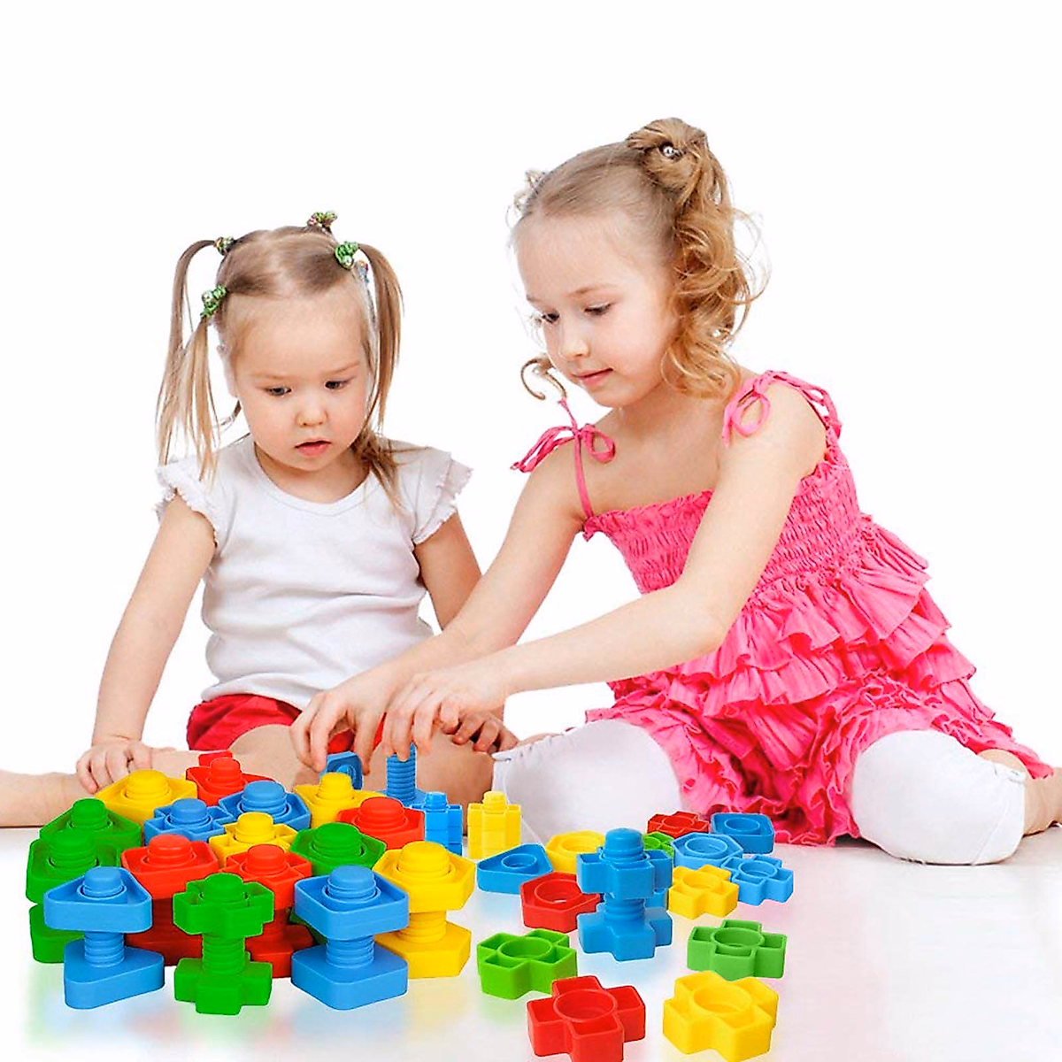 AIBELY Jumbo Nuts and Bolts Toys 52Psc for Toddlers Preschoolers Kids, STEM Educational Montessori Building Construction Screw Matching Activities for 3,4,5 Year Old Boy and Girl.