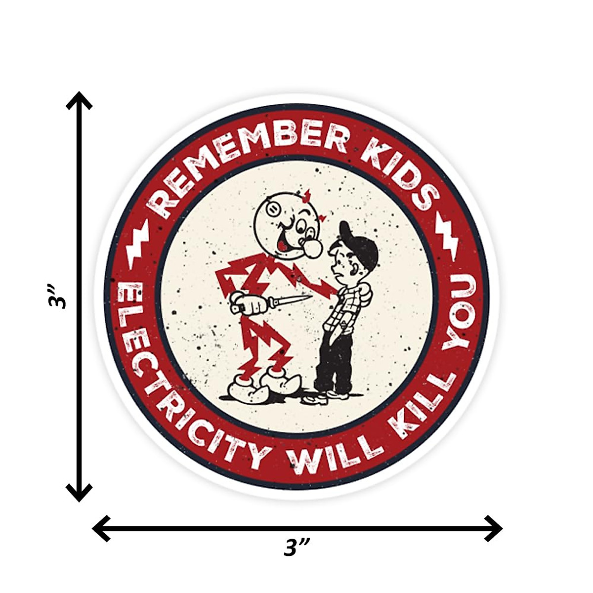 Remember Kids Electricity Will Kill You Sticker - Hard Hat Stickers, Reddy Kilowatt Warning Stickers; Set of 5 - Ideal for Electrician's Hard Hat, Laptop, Water Bottle, Car, and Helmet