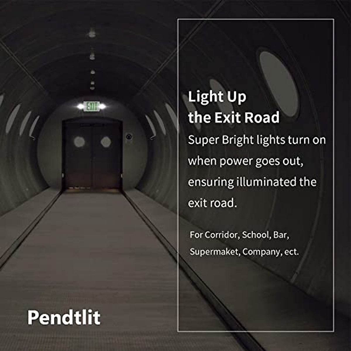 Pendtlit LED Exit Sign Emergency Lights, Green Emergency Exit Light with 2 Adjustable Head Lights, Commercial Emergency Exit Lighting Combo with Battery Backup for Business, UL Listed (6 Pack)