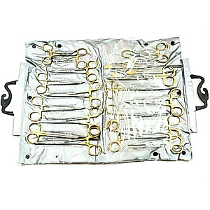 Cynamed-Gold Premium German 82 Pcs Veterinary Instruments Set -Include Kelly Forceps- Mosquito Forceps -Carmalt Forceps -Backhaus Towel Clamp- Mayo Metzenbaum Scissors- All in ONE