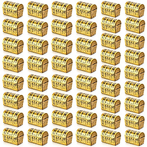 50 Pieces Mini Pirate Treasure Chest Gold Plastic Chests Vintage Pirate Jewelry Storage Box for Pirate Play Set Pretend Play Birthday Halloween Christmas Party Favors