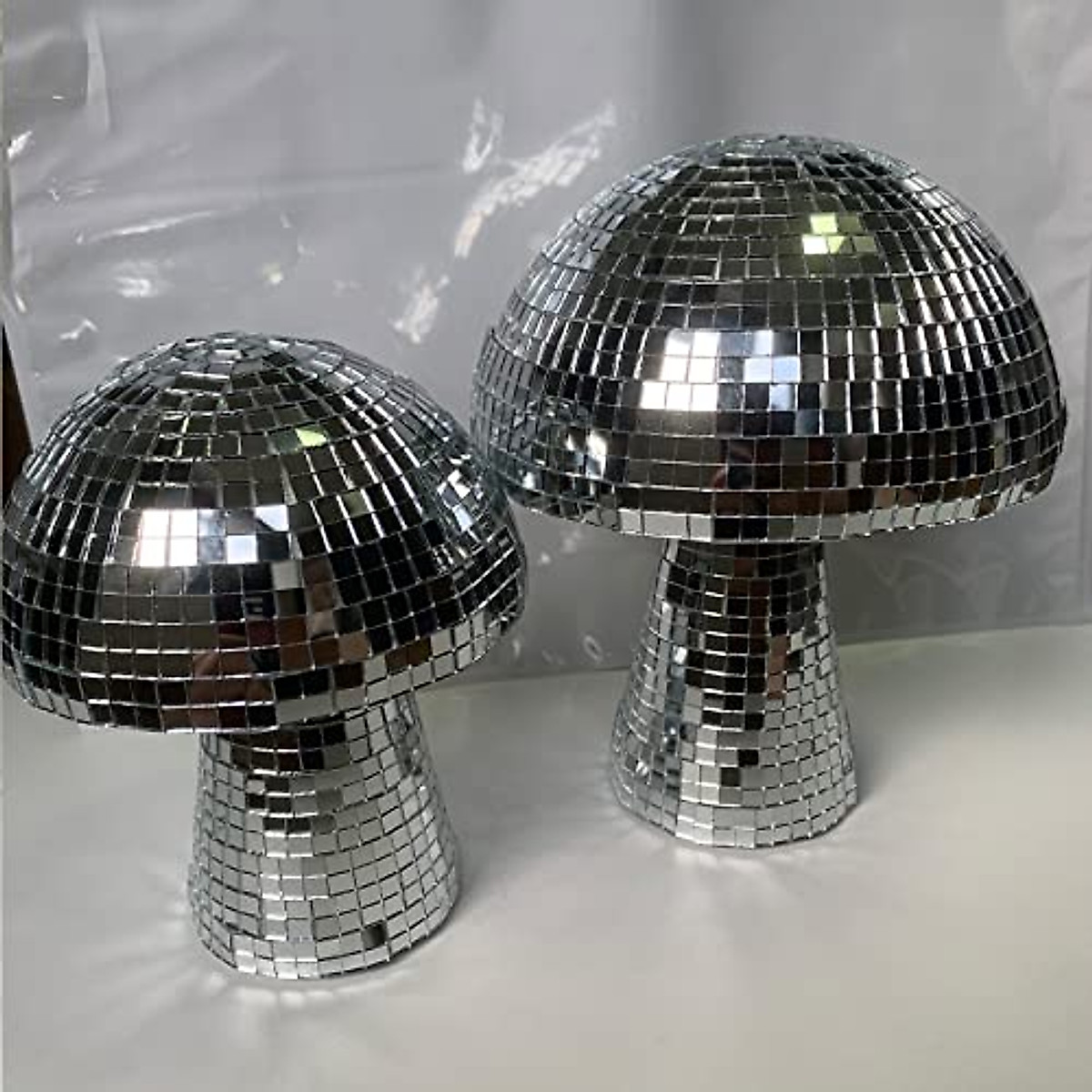 Mxkoso Mushroom Disco Ball for bar, Party, Room, Table Decor - Mirror Disco Ball Mushroom Shape Home Art Decorations (Silver 4 inch)