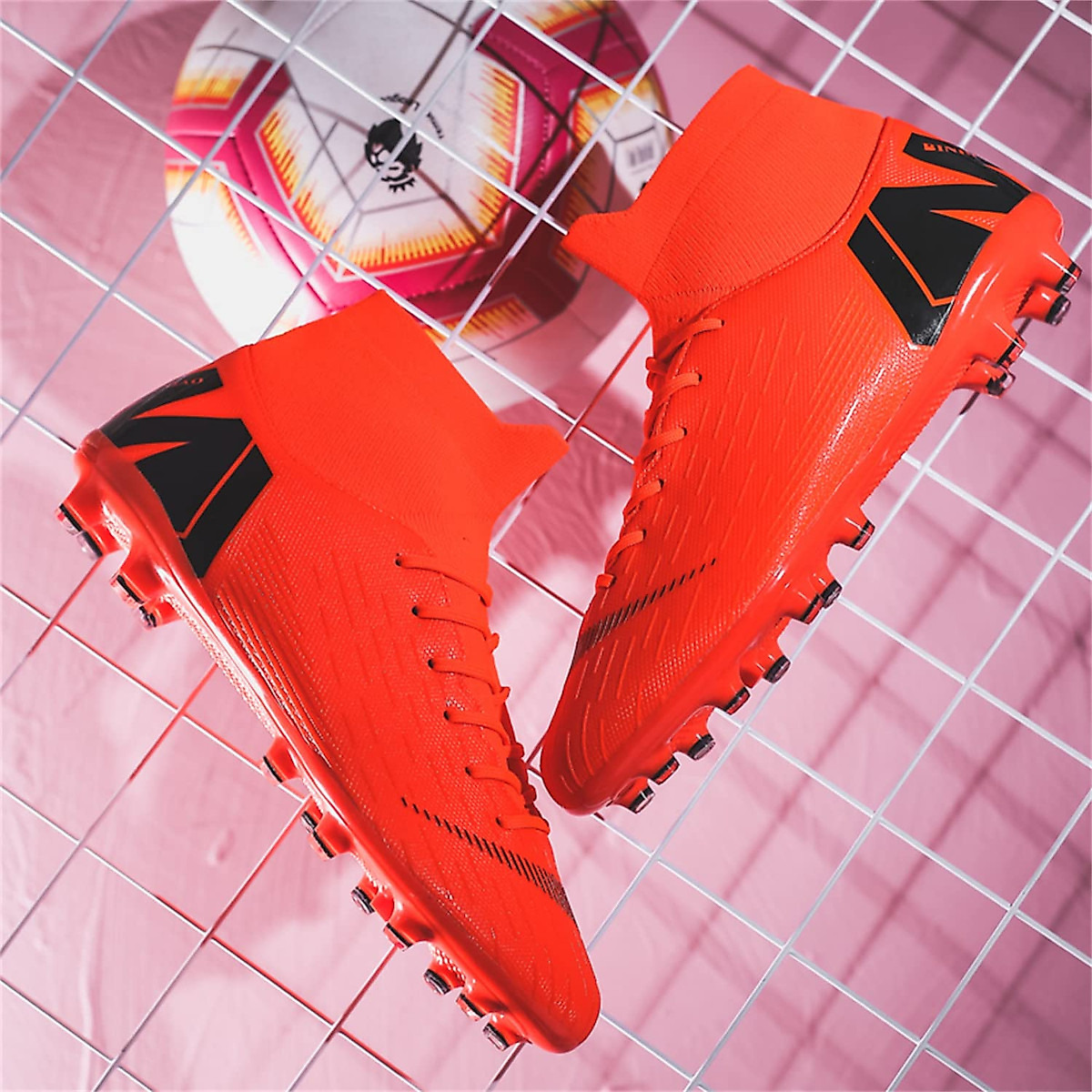 MDPCX Unisex Soccer Sneakers are Light, Breathable, Non-Slip and Shock-Absorbing, and The Youth high-top Indoor Lawn Training Hard Bottom TF/AG.