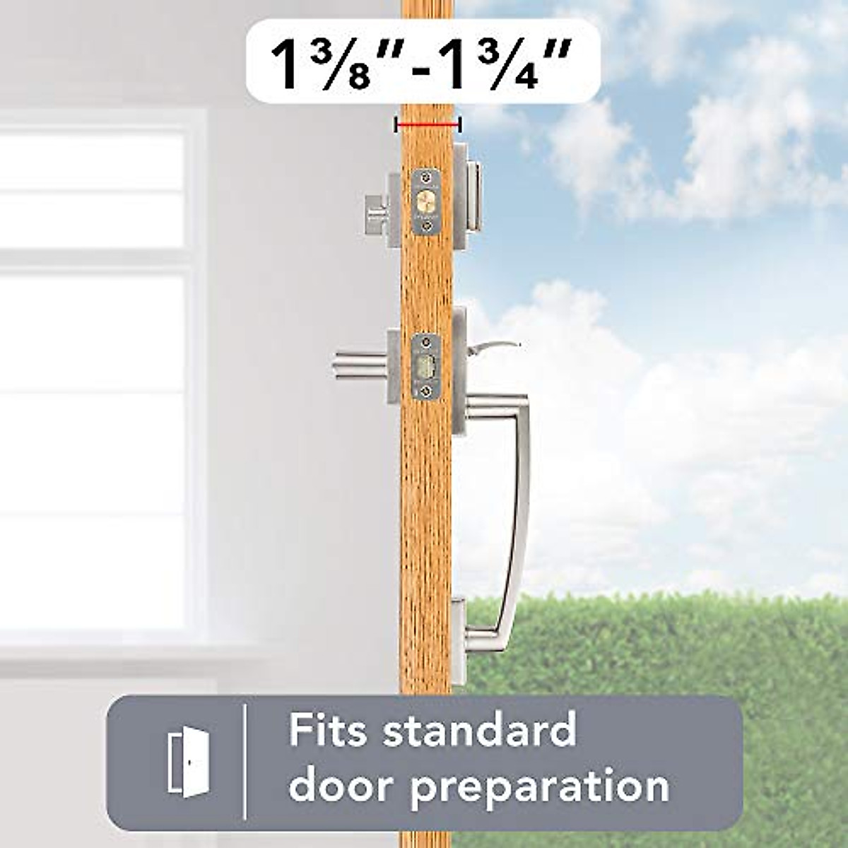 Baldwin Spyglass , Front Entry Handleset with Interior Lever, Featuring SmartKey Deadbolt Re-Key Technology and Microban Protection, in Satin Nickel