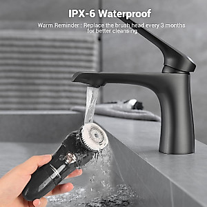 TOUCHBeauty Facial Brush for Men Skin Scrubber with Advanced 6 Degree Oscillating Vibration Cleansing Technology, Waterproof Men's Facial Exfoliator Massager Black TB-1487