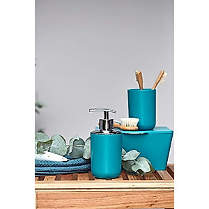 WENKO, Petrol, Decorative Box Organization, Container for Bathroom Storage, Small Basket with Lid, 7.48 x 3.94 x 6.10 in, 7.5 x 3.9 x 6.1 inch