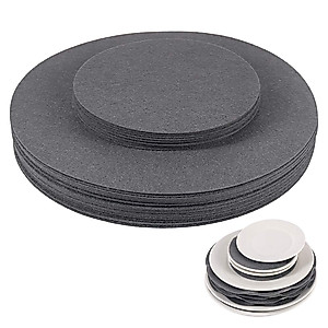 BYKITCHEN Dish Separators Protectors, Gray Dinner Plate Divider Pads, China Storage Protectors for Protecting and Stacking Your Cookware, 30 Pieces & 2 Different Size