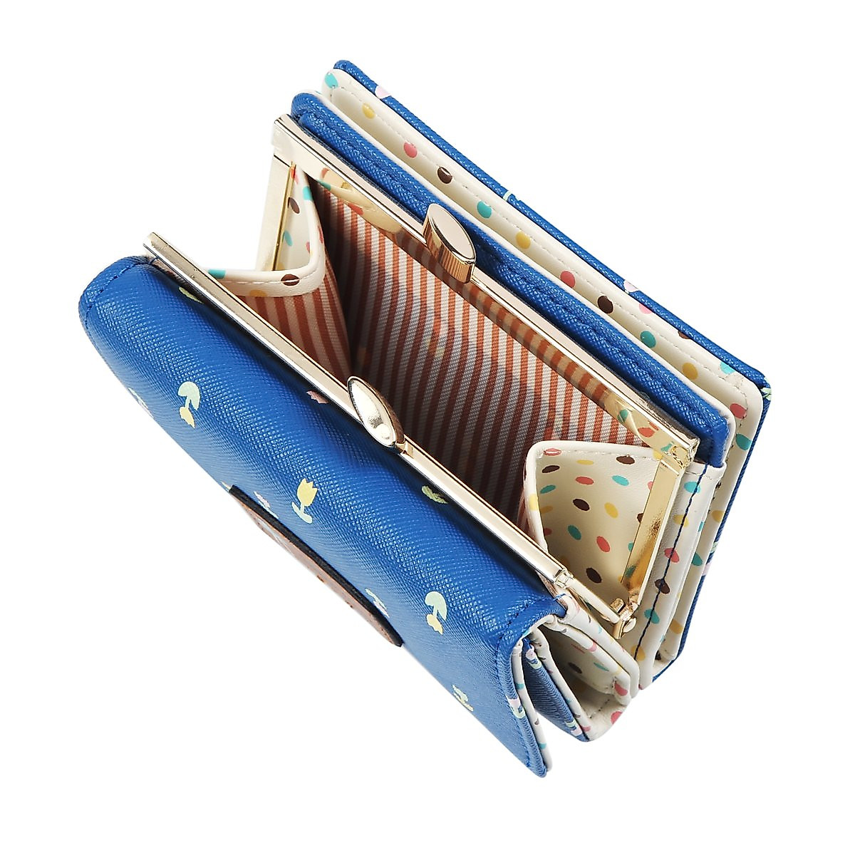 Damara Female Faux Leather Card Holder Mini Wallet Clutch,Dark Blue