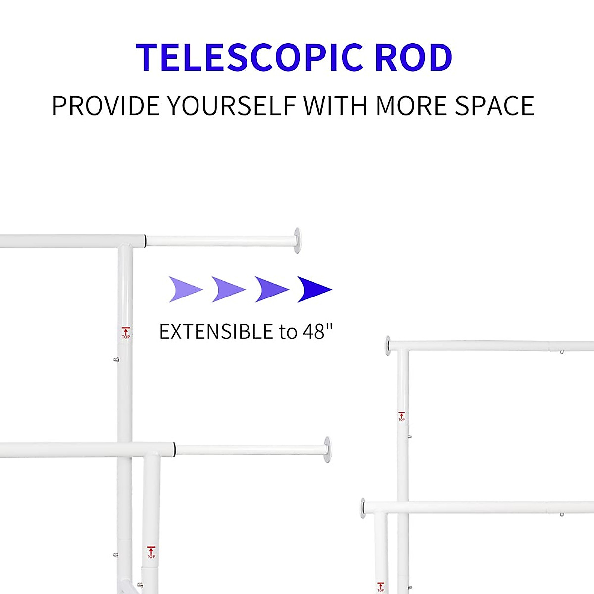 Fishat Simple Standard Double Rod Clothing Metal Garment Rack, Rolling Clothes Organizer on Lockable Wheels (White)