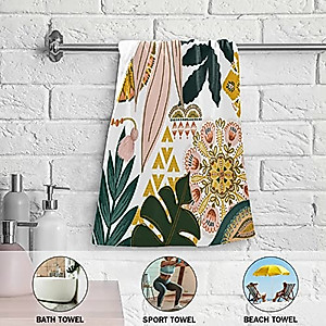 Boho Floral Hand Towels Set of 2 Tropical Leaves Fingertip Towels Soft Kitchen Dish Towel for Bathroom Laundry Room Spa Decor