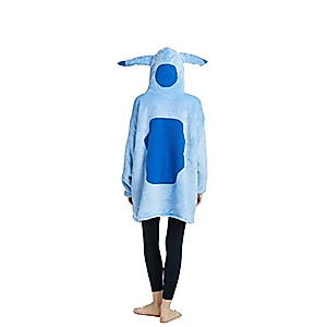 Mosbowone Wearable Blanket Oversized Hoodie Sweatshirt Sherpa TV-Blanket with Sleeves and Pockets Blue