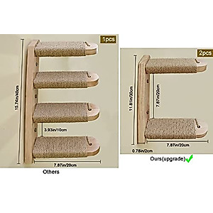 Cat Wall Mounted Shelf Furniture,Cat Climbing Shelves,with Jute Scratching for Indoor Cats Four Steps Stairs,Heavy Duty Wooden Cats Perch Platform (Big-Right to Left)