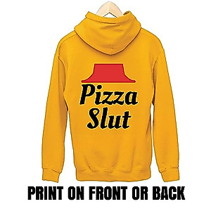 Unique Pizza Slut Coffee for Coffee Lovers White and Muticolor Unisex Hoodie