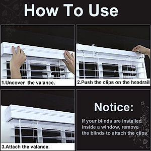 Valance Clips for Blinds, 2.5 Inch Valance Clips, Clear Plastic Valance Clips, Hidden Valance Clips for Horizontal Blind Valance (12 PCS)