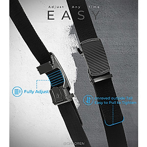 CHAOREN Ratchet Grey & Khaki Elastic Belt for Men 2 Pack - Nylon Web Adjustable Belt 1 3/8" Fabric Golf Belt - for Casual