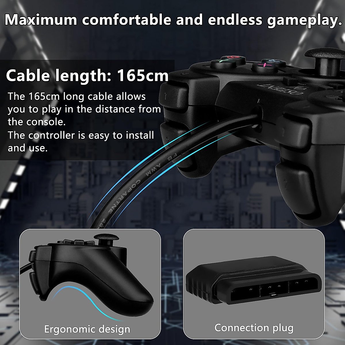 OSTENT Wired Analog Controller Gamepad Joystick Joypad for Sony Playstation PS2 PS1 PS One PSX Console Dual Shock Vibration Video Games