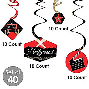 Big Dot of Happiness Red Carpet Hollywood - Movie Night Party Hanging Decor - Party Decoration Swirls - Set of 40