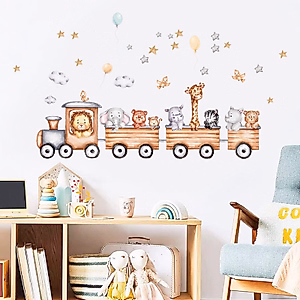 Jungle Animals Wall Decals for Kids Room, Giraffe Tiger Zebra Elephant Wall Stickers for Kids Room Living Room Bedroom Home Decorations Nursery Wall Decor (Style A)