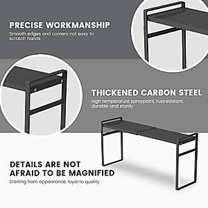 WOCHUANGSI 1pc Small Narrow Tall Shelf for Windowsill Kitchen Organizer Stackable Shelves Bathroom Sill Thin Shelves for Narrow Spaces Counter Top Racks (Black, L13.6-24.4'' * W8.3'' * H9.4'')