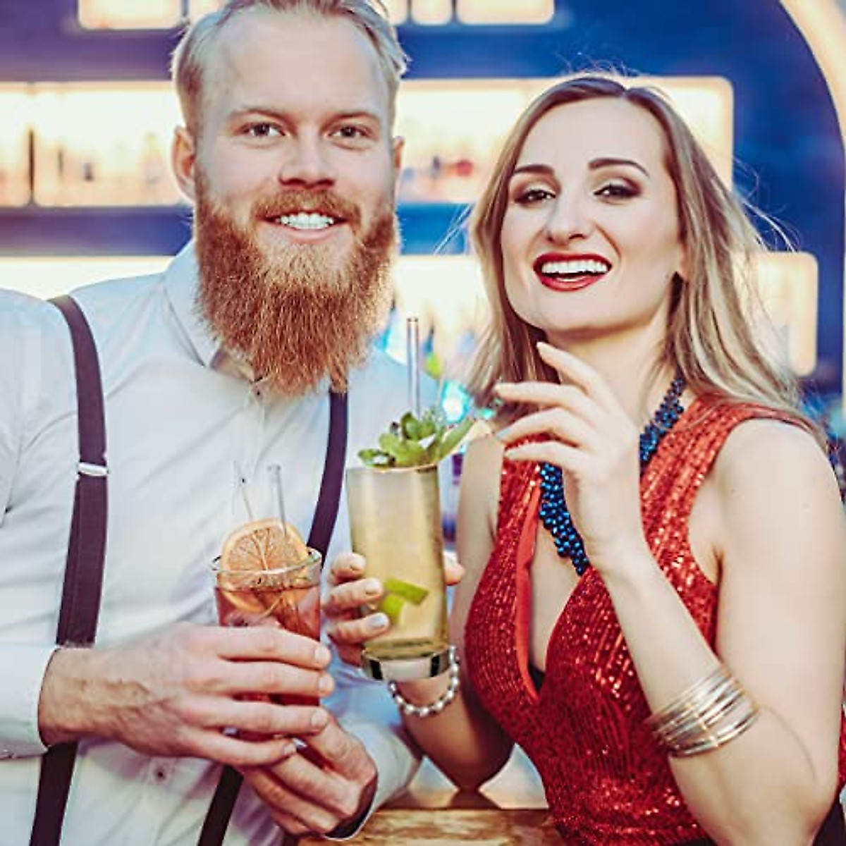 NutriChef 14.2oz Highball Drinking Glasses - Set of 2 Heavy Base Tall Tumbler Clear Glassware for Water, Wine, Beer, Liquor, Gin, Cocktail, Whiskey, Juice, Iced Coffee, Mixed Drinks, Dishwasher Safe