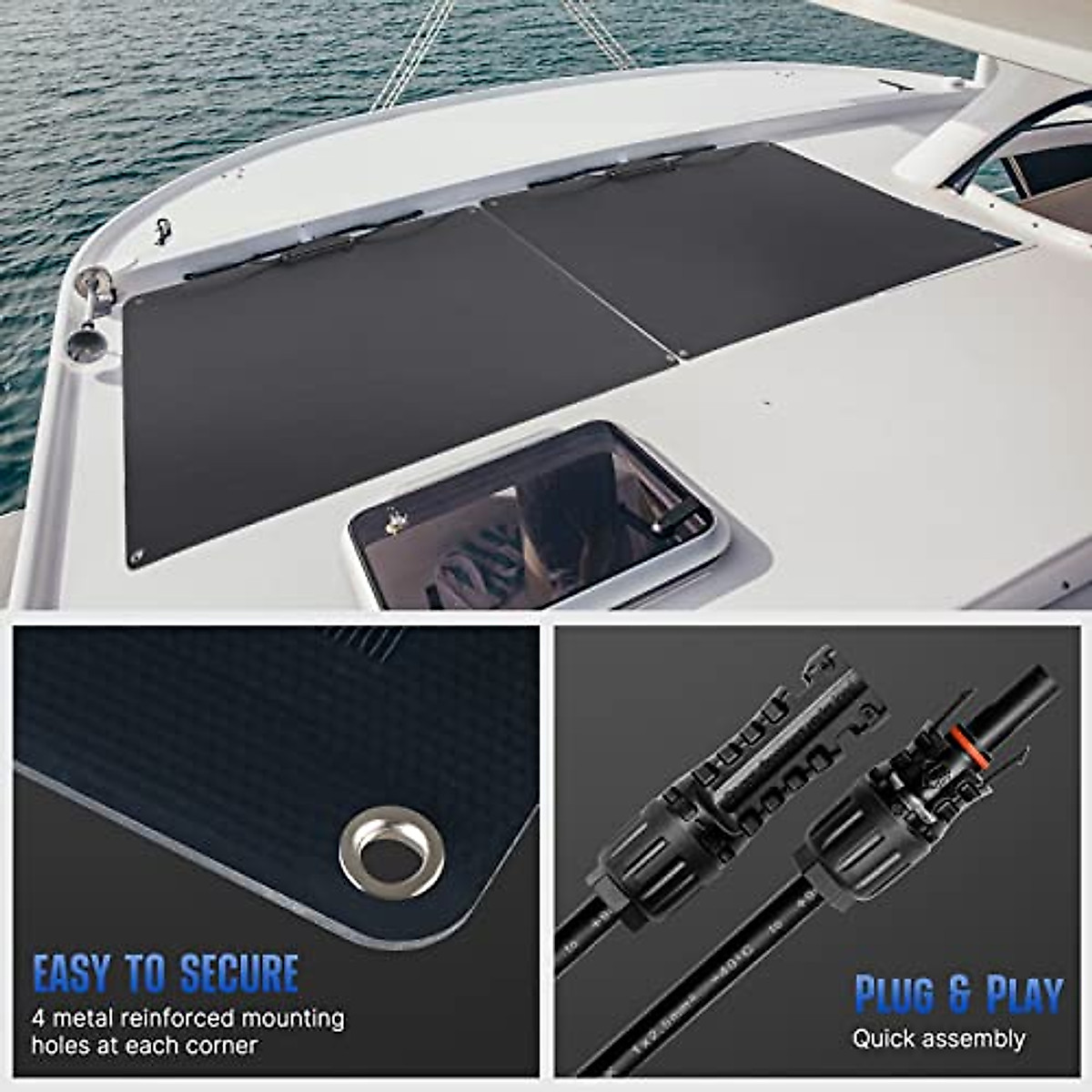 ATEM POWER Monocrystalline 55W Flexible Solar Panel 245° Bendable 12V Portable Solar Charger with Uneven Surfaces Lightweight for RV Tent Roof Boat Cabin Marine Camping