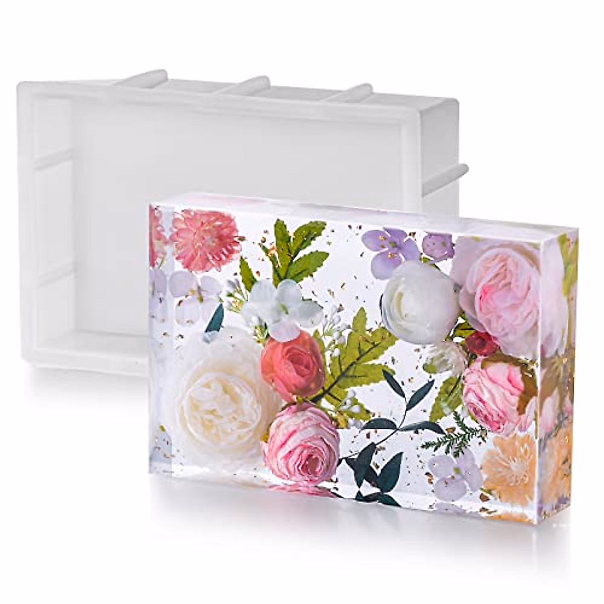 ISSEVE Large Resin Molds, Rectangle Silicone Molds for Resin Casting, Epoxy Resin Molds for Flower Preservation, DIY Personalized Resin Crafts with Bouquet, Home Decor, Wedding Gift