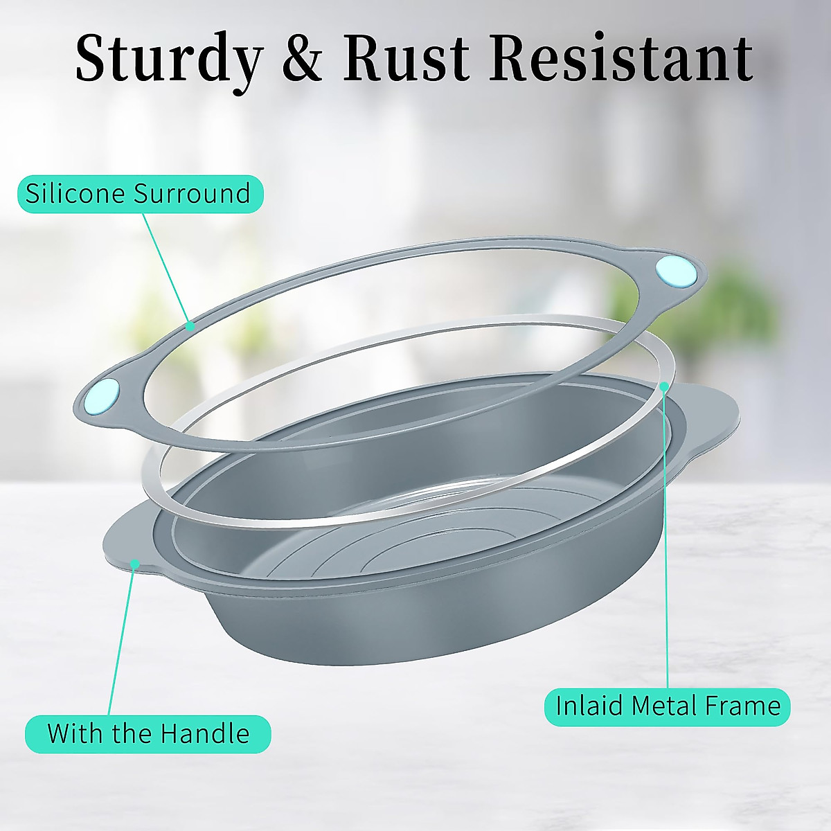 To encounter 9 Inch Silicone Round Cake Pans, 2 Pack Nonstick Silicone Baking Pans Set, Food Grade Silicone Cake Molds, with Metal Reinforced Frame More Strength