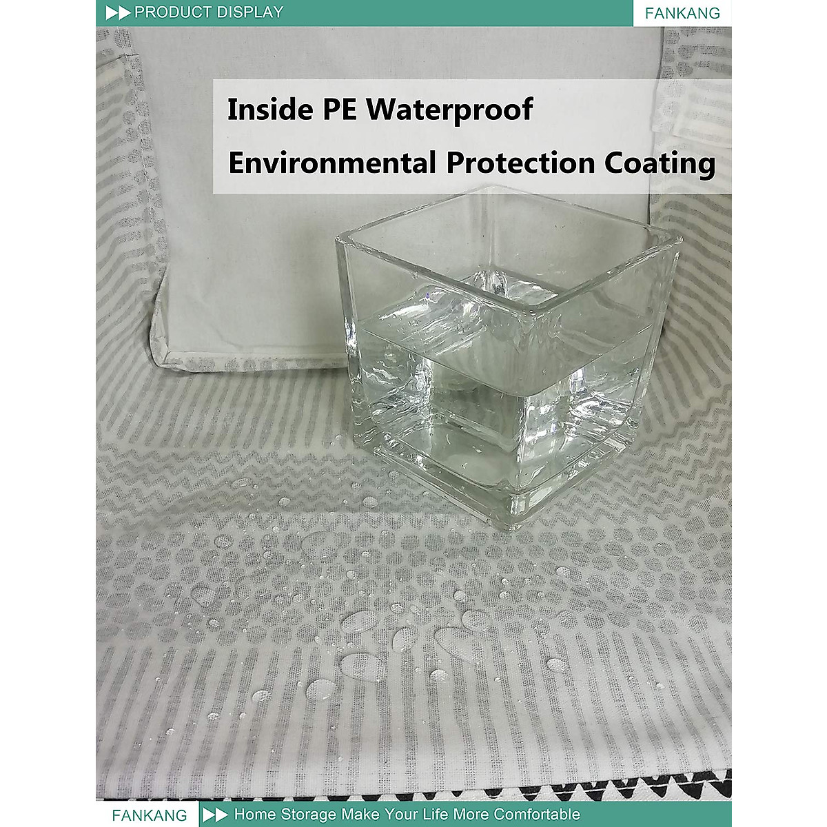 FANKANG Square Nursery Hamper Storage Bins Canvas Laundry Basket Foldable with Waterproof PE Coating Storage Baskets Gift Baskets for Children, Office, Bedroom, Clothes（Square-Black Lines ）